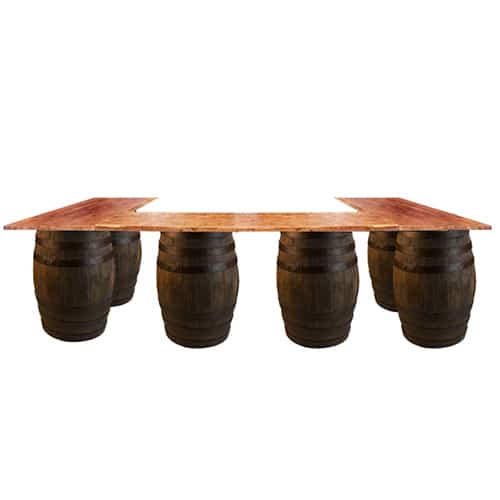 U Shaped Barrel Bar 3.6m - More Furniture Hire