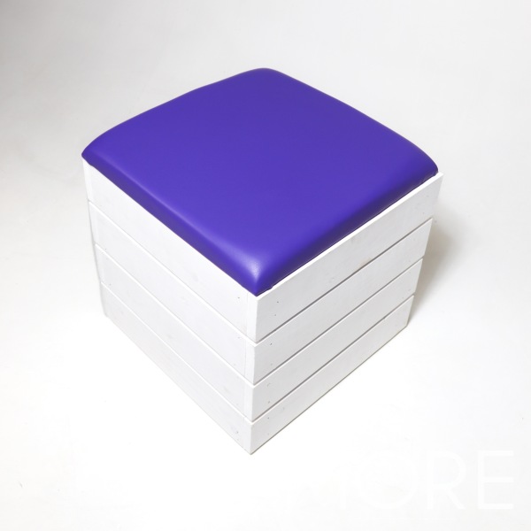 Rustic White Cube Seat - More Furniture Hire